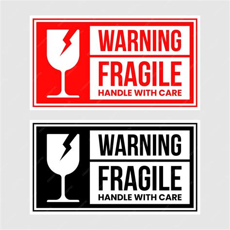 Premium Vector Fragile Sticker And Warning Label Red Handle With Care Label With Broken Glass