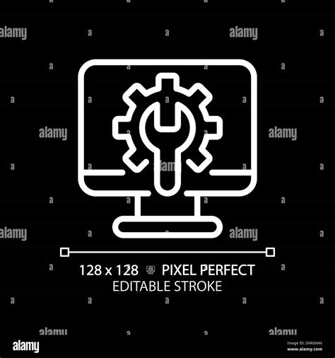 Computer Settings Pixel Perfect White Linear Icon For Dark Theme Stock Vector Image And Art Alamy