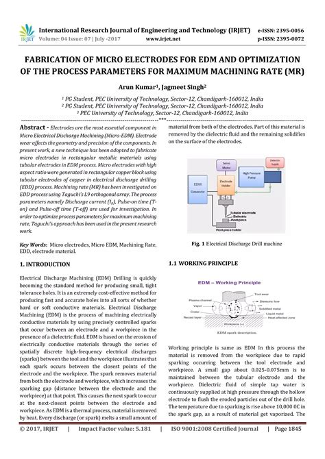 Fabrication Of Micro Electrodes For Edm And Optimization Of The Process Parameters For Maximum