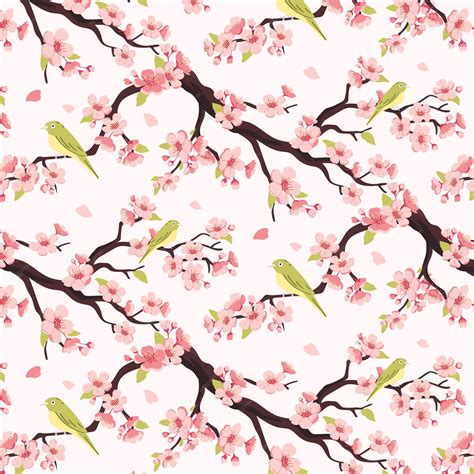 Premium Vector Hand Drawn Flat Sakura Tree Pattern Background