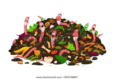Cartoon Earth Worms Eating Compost Funny Stock Vector Royalty Free 2396758807 Shutterstock