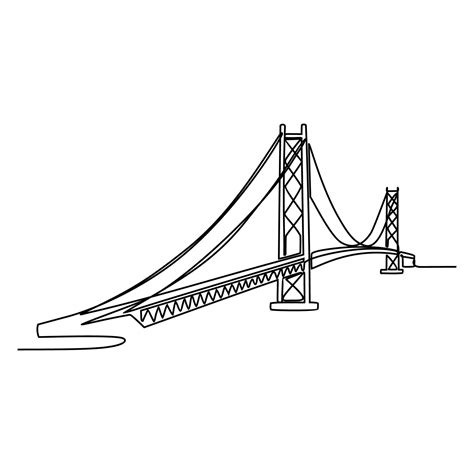 One Continuous Line Drawing Of Bridge Design Illustration Bridge Architecht In Simple Linear