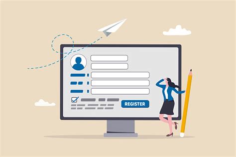 새 사용자 계정 등록 등록 양식 또는 제출 온라인 정보 등록 새 직업 또는 멤버십 신청 셀프 서비스 개념 연필로 사업가 온라인 등록 양식을 작성하십시오 가입서에 대한 스톡