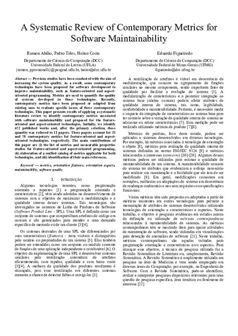 Pdf A Systematic Review Of Contemporary Metrics For Software Maintainability