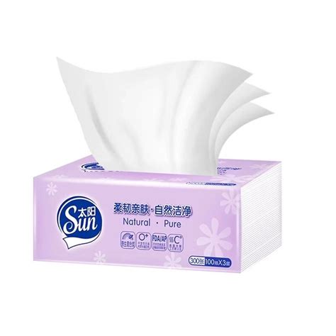 กระดาษทิชชู่ Sunหนา 3 ชั้น 300 แผ่น ทิชชู่แบบดึง เหนียว แข็งแรง แบบพกพา กระดาษเช็ดมือ