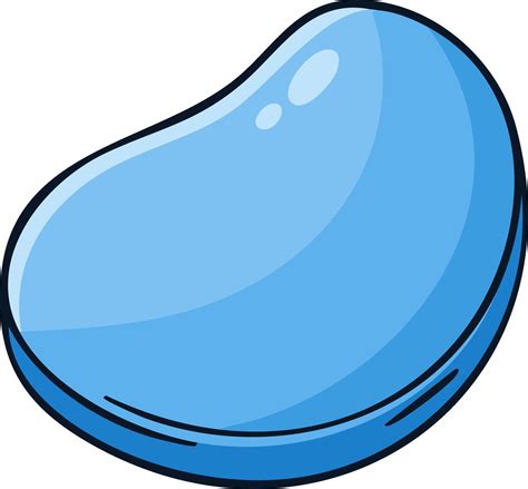 Illustration Of Single Blue Jelly Bean Candy With Glossy Shine And Dark