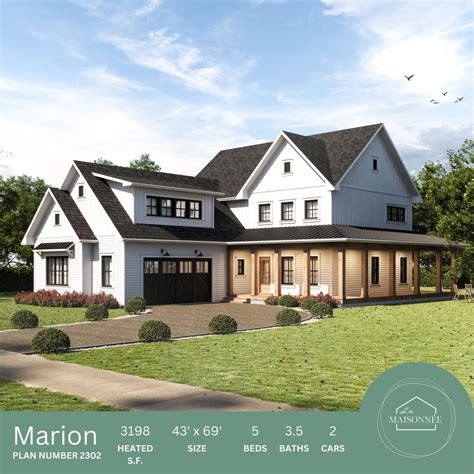 House Plan 43x69 Modern Farmhouse Plan 3198 Sq Ft 5 Bedroom House