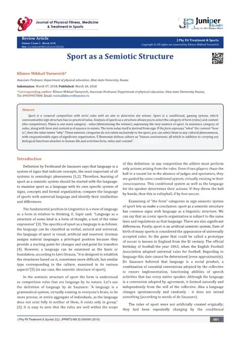 Sport As A Semiotic Structure Docslib