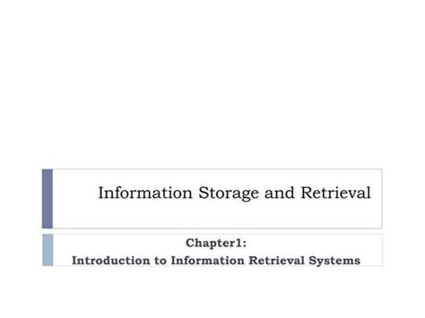 Information Storage And Retrieval System Isrs Ppt