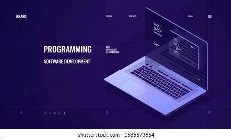 Web Programming Vector Isometric Illustrations Web Stock Vector Royalty Free