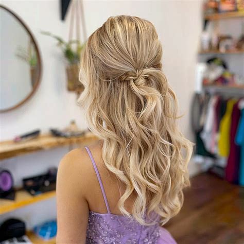 Prom Hairstyles Half Up Half Down Curly Bangs Back