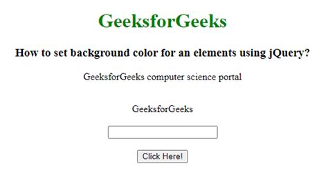 How To Set Background Color For An Elements Using Jquery Geeksforgeeks