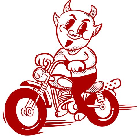 Devil Rides A Motorcycle With Joyful Expression Vector Free Vintage Image On Unsplash