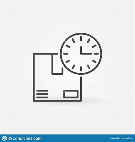 Cardboard Box With Clock Vector Concept Thin Line Icon Or Sign Stock