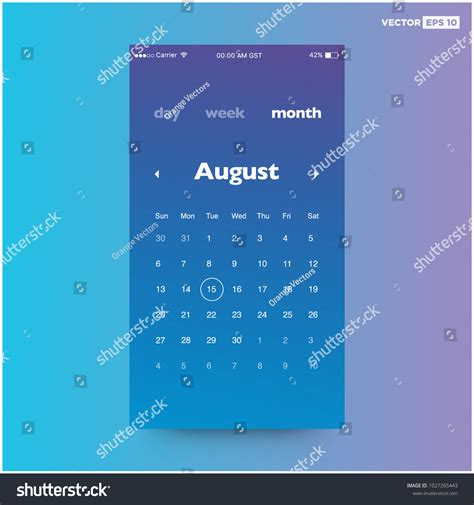 calendar app ui ux design vector de stock libre de regalías