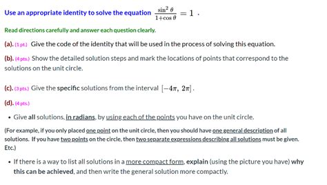 Solved Use An Appropriate Identity To Solve The Equation