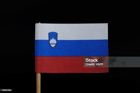 원래 국가 플래그 슬로베니아의 검은 배경에 이쑤시개에 흰색 파랑 및 빨강의 가로 삼색기 호 이스트 측에 팔의 외 투로 기소 0명에 대한 스톡 사진 및 기타 이미지 Istock