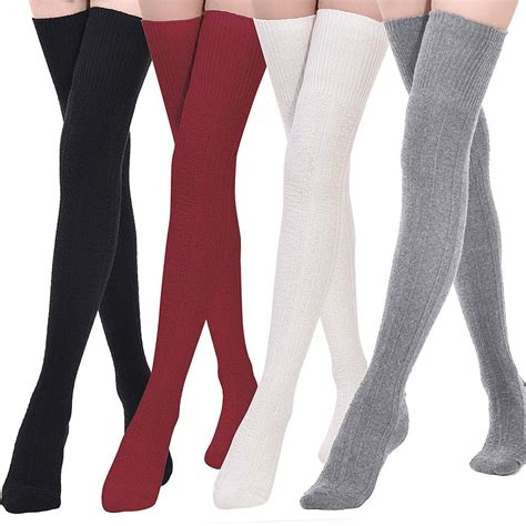 Spencer 2 Pairs Women Thigh High Socks Extra Long Knit Warm Stockings