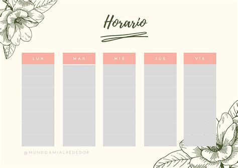 Horario Semanal Descargable Horario Semanal Horario Maestros De