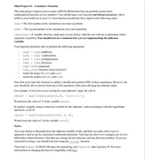 Solved Mini Project 1 Calculator Function This Mini Project
