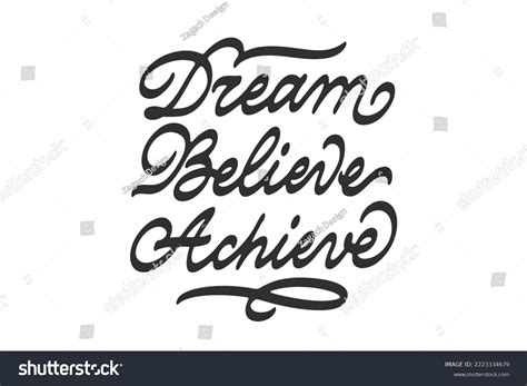 Dream Believe Achieve Vector Lettering Handwritten Stock Vector