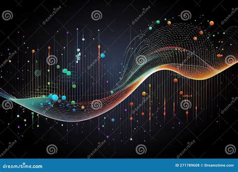 Technology Background With Connected Colorful Dots On Abstract Background Digital Data And