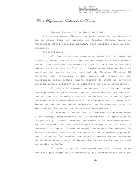 Fallo Recurso De Amparo Pdf Hospital Sentencia Ley