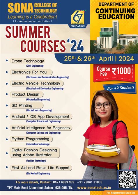 Sona Summer Courses 2024 Sona College Of Technology News And Events