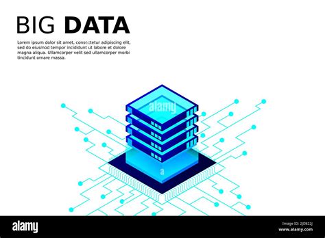 Concept Of Big Data Processing Energy Station Of Future Server Room Rack Data Center Isometric
