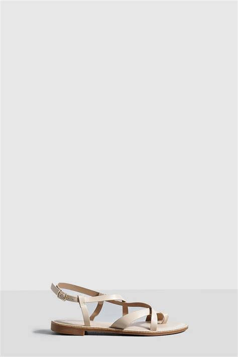 Toe Loop Detail Flat Sandals Boohoo Uk