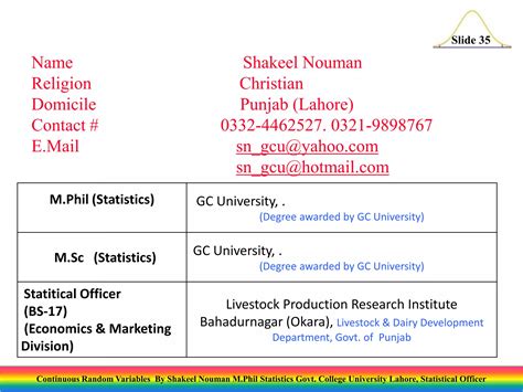 Continous Random Variable Pptx Physics Science