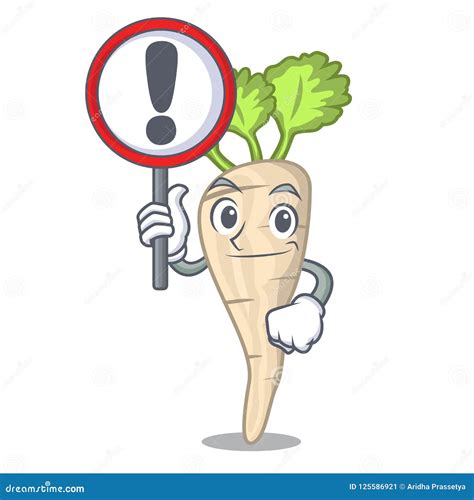 With Sign Character Parsnip Root With Leaf Cartoon Stock Vector Illustration Of Happy Healthy