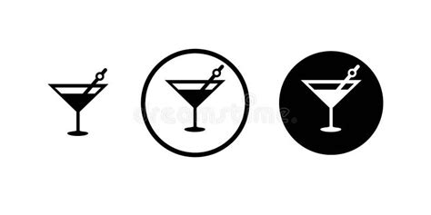 Cocktail Vector Icons Set Black Illustration Isolated On White
