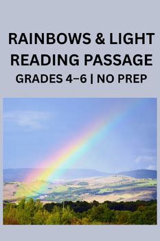 Rainbow Science Reading Passage Comprehension By Emily Baker Tpt