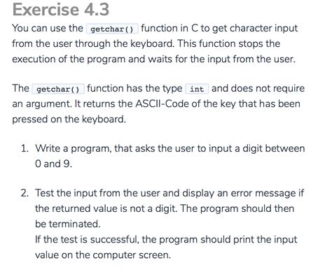 Solved Exercise 43 You Can Use The Getchar Function In C