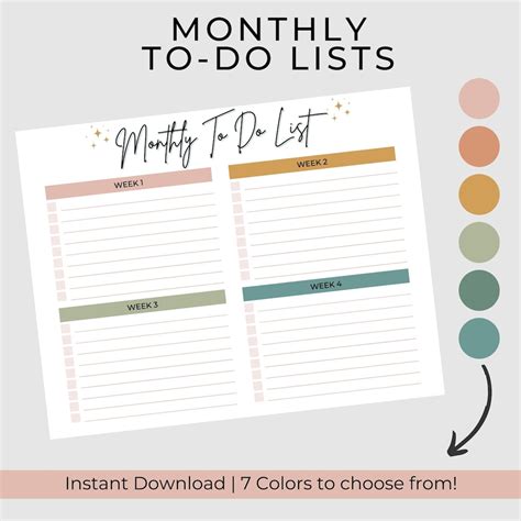Editable Monthly To Do List Template Editable Monthly To Do List Etsy