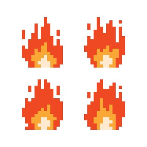 Premium Vector Pixel Art Fire Colection