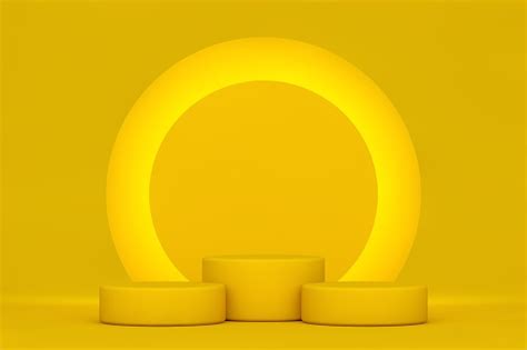 노란색 연단과 최소한의 추상적 배경 3d 렌더링 기하학적 모양 현대 웹 사이트에서 상을위한 무대 0명에 대한 스톡 사진 및 기타 이미지 Istock