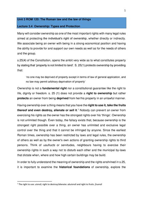 34 Lecture Notes Types And Protection Unit 3 Rom 120 The Roman Law