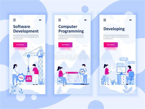 Set Of Onboarding Screens User Interface Kit For Development Programming Developing Mobile