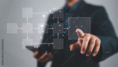 Businessman Show Diagram Algorithm Flow Organigram And Hierarchy