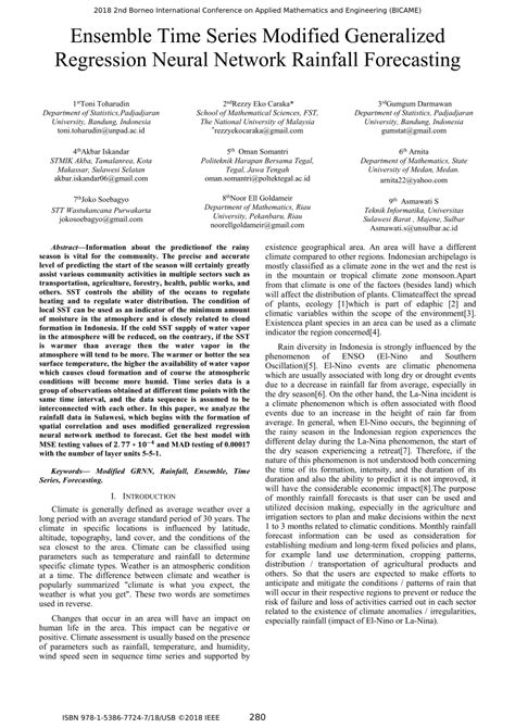Pdf Ensemble Time Series Modified Generalized Regression Neural Network Rainfall Forecasting