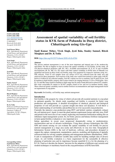 PDF Assessment Of Spatial Variability Of Soil Fertility Status In KVK Farm Of Pahanda In Durg