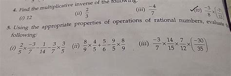4 Find The Multiplicative Inverse Of The Fol I 12 Ii 32 Iii 7−4