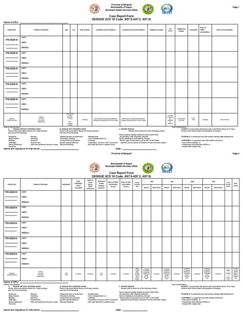 Dengue Form Pdf