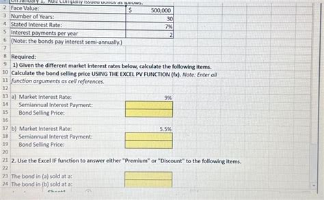 Solved 1 Calculate The Price Of A Bond Using The Excel Pv
