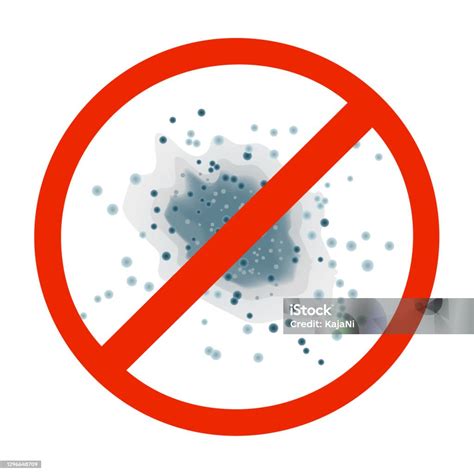 흰색 배경에 격리된 금형 기호가 없습니다 항균 제품의 곰팡이 아이콘을 중지합니다 곰팡이에 대한 스톡 벡터 아트 및 기타 이미지 곰팡이 젖은 제거 Istock