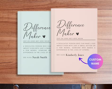 Difference Maker Journal Personalized Thank You Notebook For Coworker