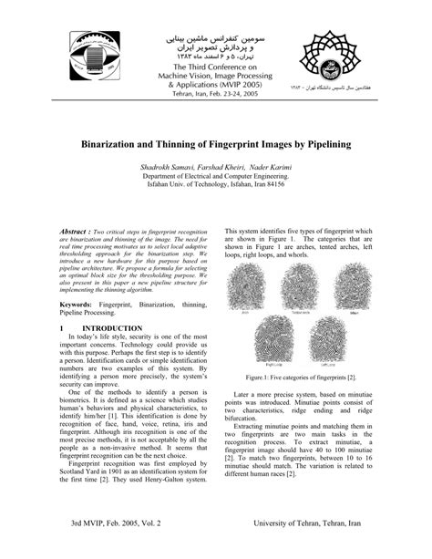 Pdf Thinning And Binarization Using Pipeline Approach For Fingerprint