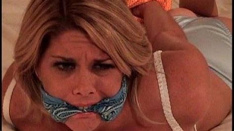Carissa Silk And Lace Bra And Panties Orange Rope Cleave Gagged